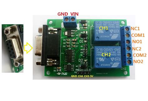 DC V Channel Serial Port RS Relay Module Board