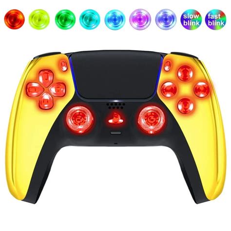 Gold Chrome Silent Modz Led Light Up Buttons Wireless Custom Controller For Ps5