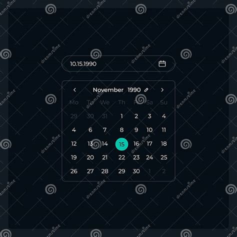 Calendar Date Picker Ui Element Template Stock Vector Illustration Of Design Graph 264897418