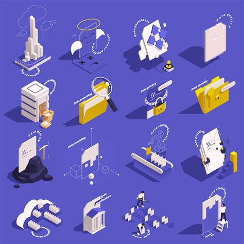 Free Vector Data Management Concept Set Of Isometric Icons With