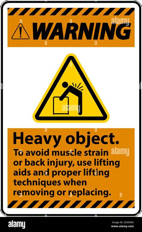 Warning Heavy Object Use Lifting Aids Label On White Background Stock Vector Image And Art Alamy