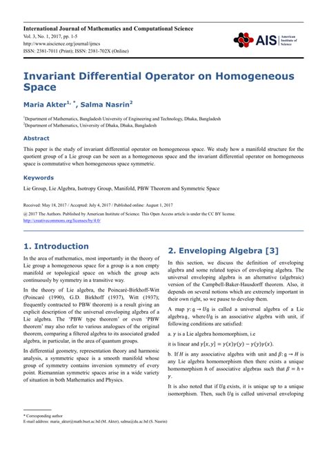 Pdf Invariant Differential Operator On Homogeneous Space