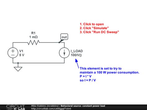 behavioral source constant power load circuitlab