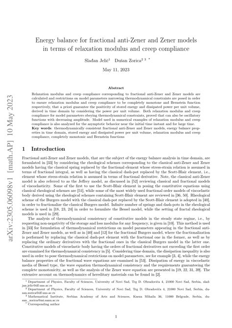 Pdf Energy Balance For Fractional Anti Zener And Zener Models In Terms Of Relaxation Modulus