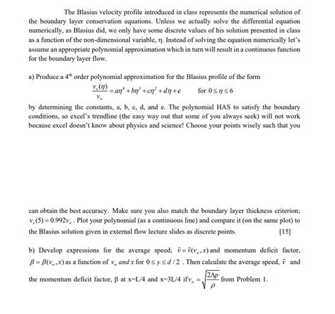 The Blasius Velocity Profile Introduced In Class