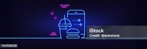 음식 주문 라인 아이콘입니다 식사 배달 앱 서명 네온 라이트 글로우 효과 벡터 건강한 식생활에 대한 스톡 벡터 아트 및 기타 이미지 건강한 식생활 그래픽 사용자