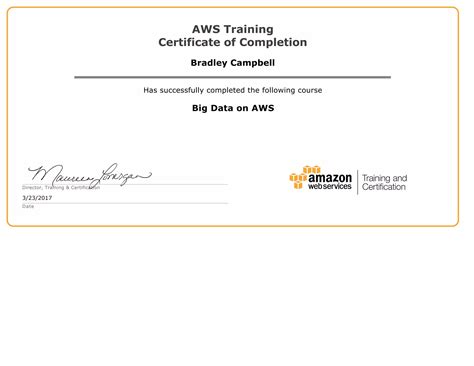 Big Data On Aws Certificate Ppt