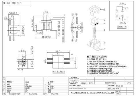 PB 22E60SH7 3 4P DPDT Push Button Switch 5 85 8mm Surface Mount Self Lock Non Lock DC30V 0 1A