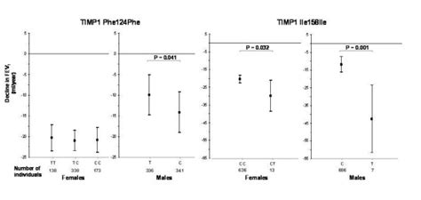 Effect Of Snps In Timp1 On Longitudinal Decline In Fev1 Stratified By