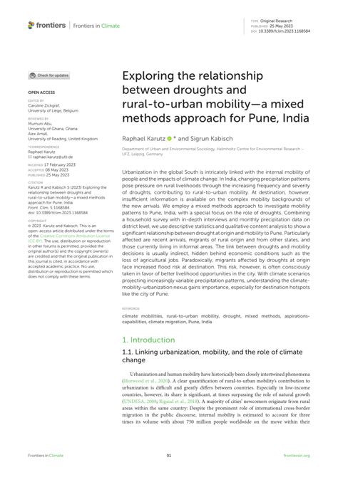 Pdf Exploring The Relationship Between Droughts And Rural To Urban Mobility—a Mixed Methods