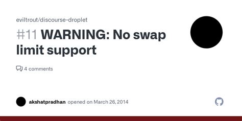 Warning No Swap Limit Support · Issue 11 · Eviltroutdiscourse