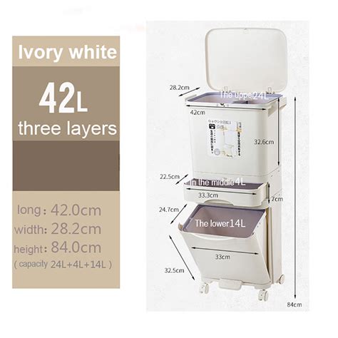Garbage Classification 38l42l 3 Layers Plastic Tr Vicedeal