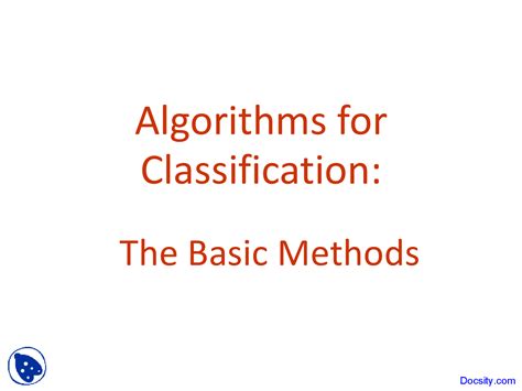 Algorithms For Classification Minning Data Lecture Slides Docsity