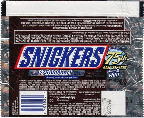2006 Snickers Candy Wrapper Archive