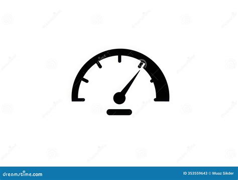 Speedometer Icon Black And White Graphic Circular Design Minimalist