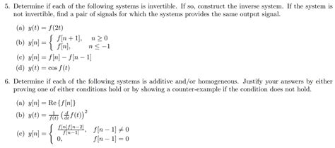 Solved Determine If Each Of The Following Systems Is Chegg