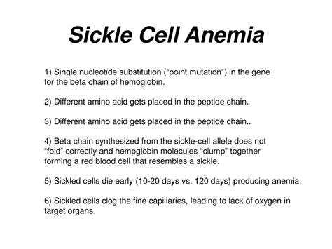 Sickle Cell Anemia 1 Single Nucleotide Substitution Point Mutation