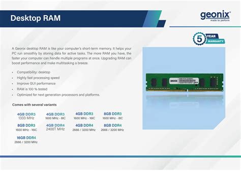 DDR SDRAM Geonix Desktop Ram 4GB DDR4 2400T MHz Ram 4 Channel At 449 Piece In New Delhi
