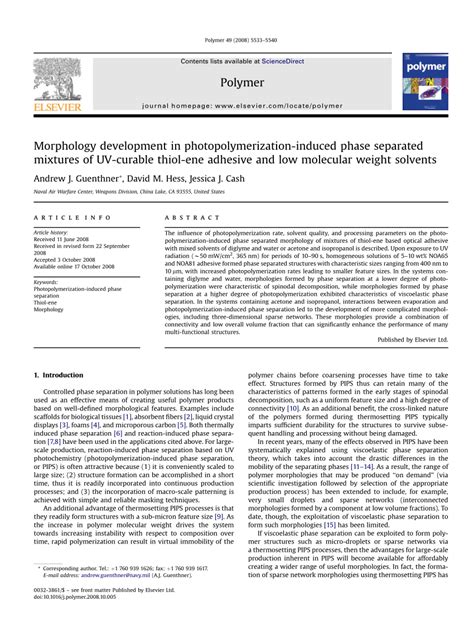 Pdf Morphology Development In Photopolymerization Induced Phase