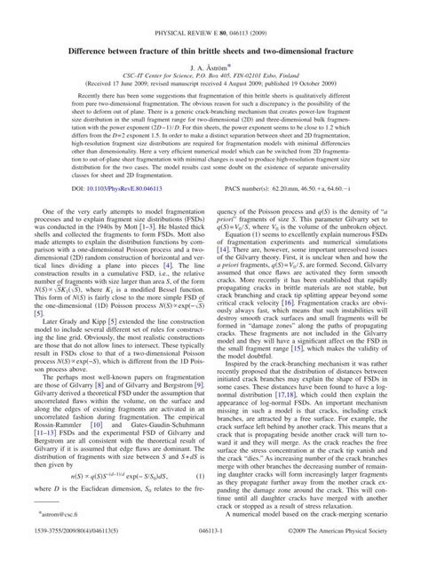 Pdf Difference Between Fracture Of Thin Brittle Sheets And Two