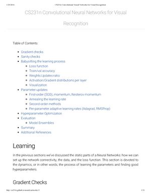 CS231n Convolutional Neural Networks For Visual Recognition 4 Table Of Contents Introduction
