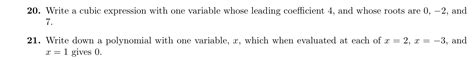 solved 20 write a cubic expression with one variable whose