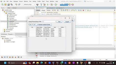 Presentasi Aplikasi Matkulku Java Netbeans Ide 19 Youtube