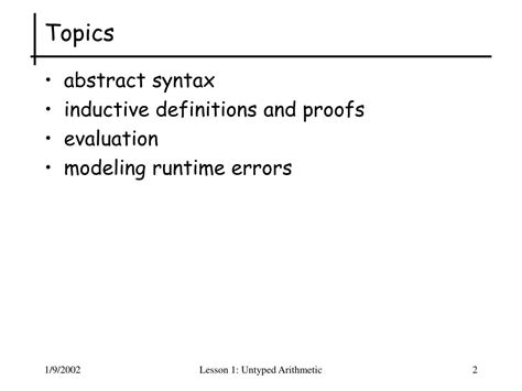 Ppt Lesson 1 Untyped Arithmetic Expressions Powerpoint Presentation Free Download Id174175
