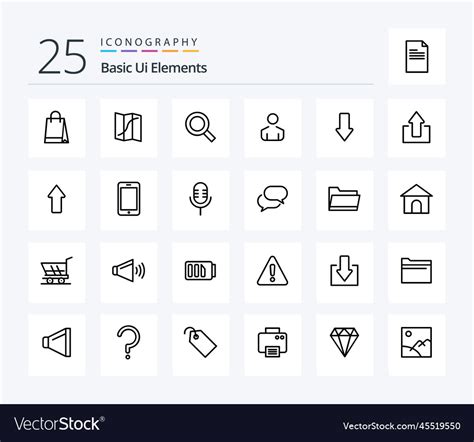 Basic Ui Elements Line Icon Pack Including Vector Image