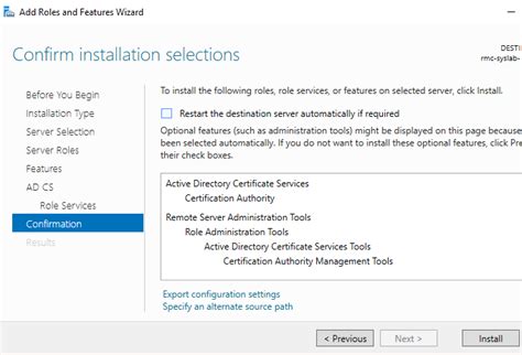 Active Directory Certificate Services Installation