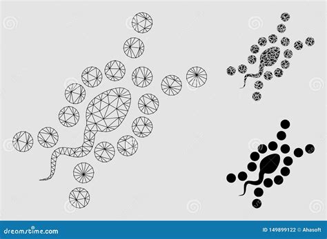 Dna Replication Vector Mesh Network Model And Triangle Mosaic Icon
