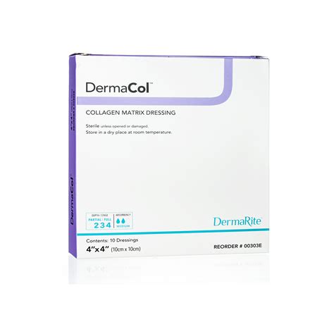 Dermarite Dermacol Collagen Matrix Wound Dressing White 4 X 4 Inch