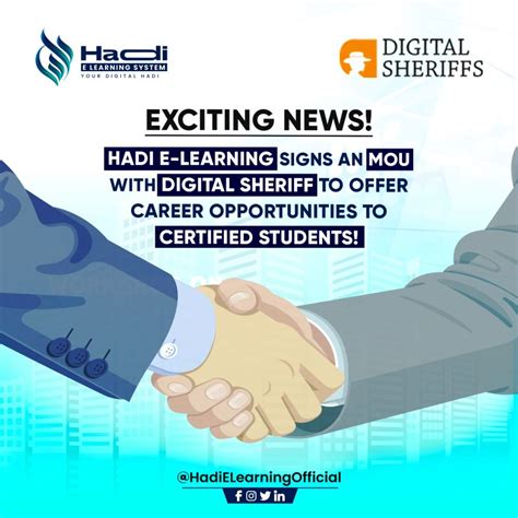 Hadielearning Mou Digitalsheriffs Careeroppurtunities Financiallyfree Jobs Internships
