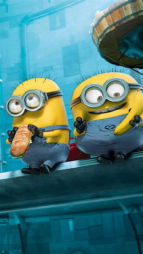 Download Carl And Bob Eating Despicable Me Minion Iphone Wallpaper