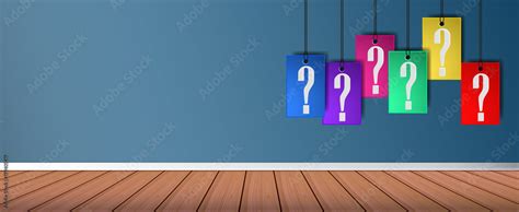 Hanging Question Stickers Header On The Wall Question Mark Hanging Concept Stock Vector