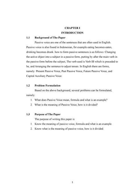 Resume The Passive Chapter I Introduction 1 Background Of The Paper Passive Voice Are One Of