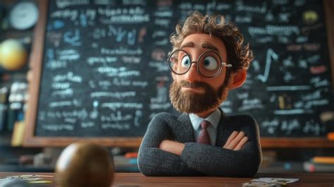 Cartoon Man Thinking In Classroom Education Concept Premium Ai Generated Image