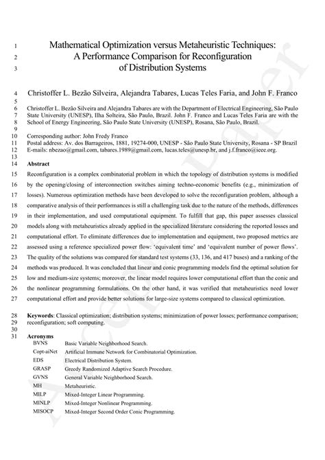 Pdf Mathematical Optimization Versus Metaheuristic Techniques A Performance Comparison For