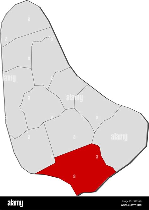 Map Of Barbados With The Provinces Christ Church Is Highlighted Stock