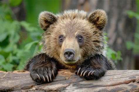 Premium Photo A Grumpy Grizzly Cub With A Scowling Expression And Big Fluffy Paws