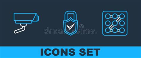 Set Line Graphic Password Protection Security Camera And Lock And