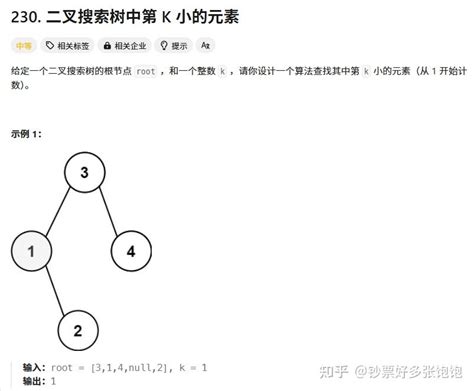 力扣230 二叉搜索树中第k小的元素 知乎