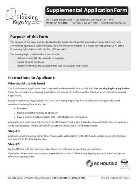 Fillable Online Supportive Housing Registry Application Form Fax Email