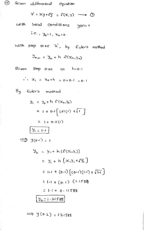 10 use euler s method with h 0 1 to obtain a four decimal