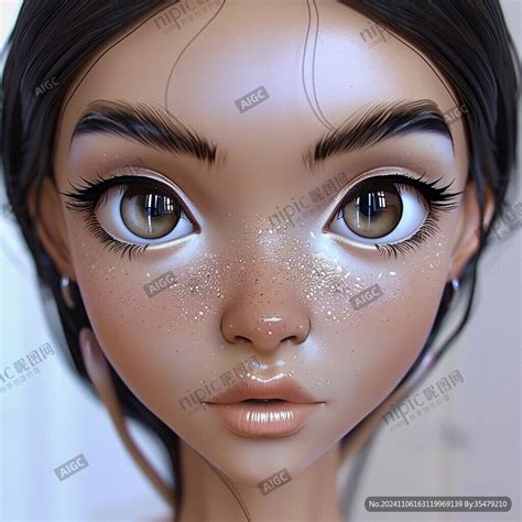 Ai创作图3d效果女孩 3d卡通女孩 3d美女 3d布娃娃 3d卡通人物 3d人物形象 仿真脸部 鼠绘模特 仿3d卡通形象 写实卡通人物 写实人物插画 立体五官设计 Poly风格 3d卡通女性