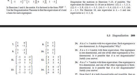 Solved Diagonalize The Matrices In Exercises If Chegg
