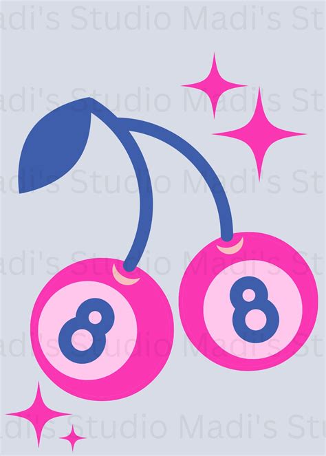 Cherry Eight Ball Poster Etsy