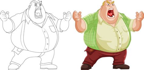 Two Stages Of A Character Black And White Vector Image
