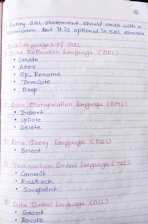 Sql Handwritten Notes