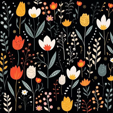 Premium Ai Image Sealmess Floral Pattern